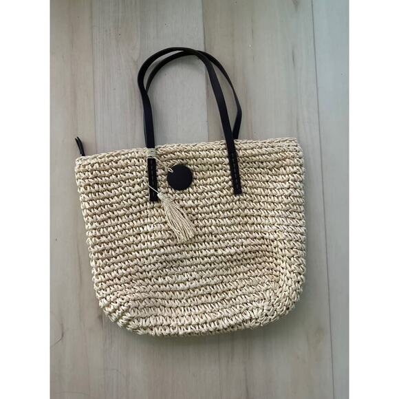 Mark & Graham | Bags | Mark Graham Rattan Straw Woven Tote Bag Shoulder ...